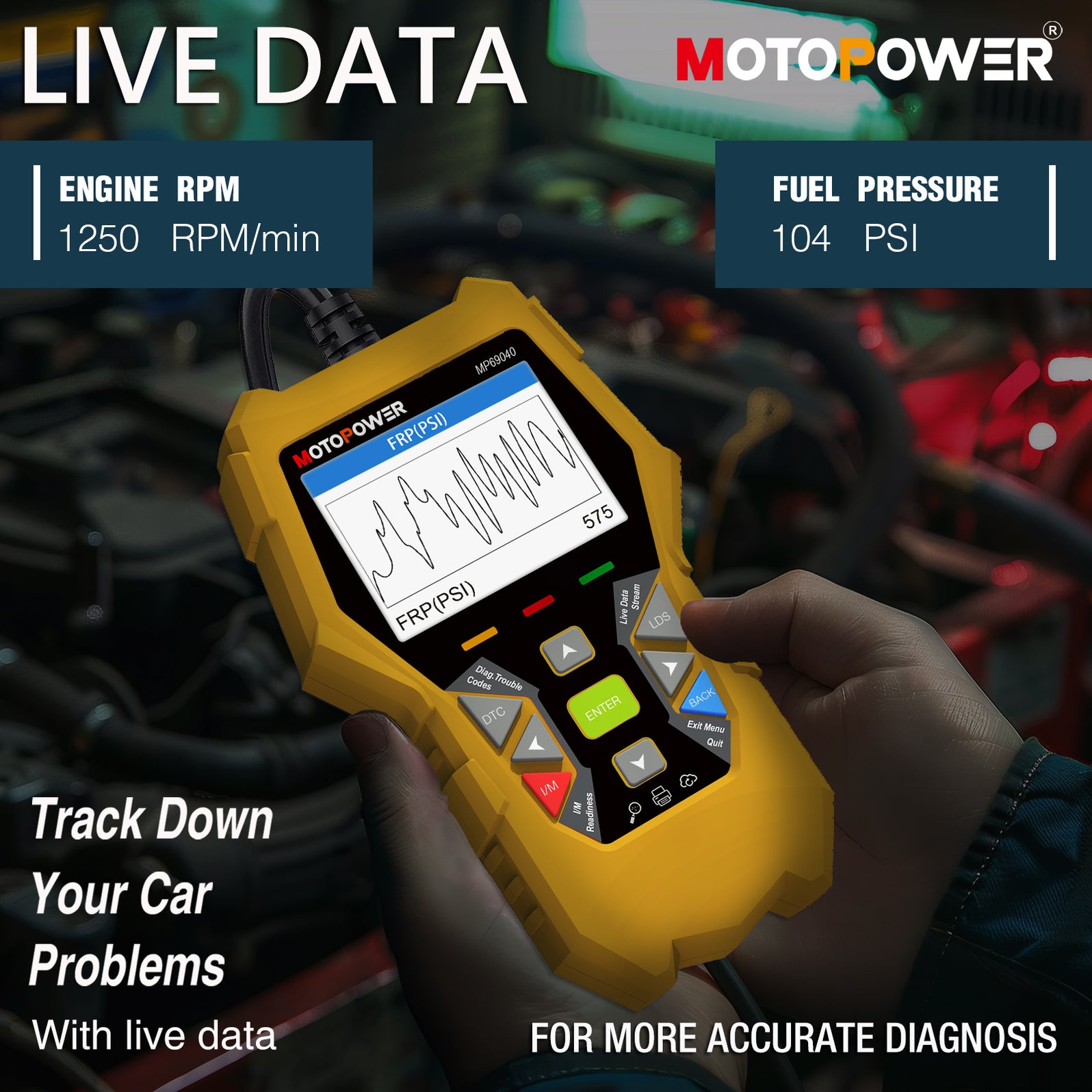 MOTOPOWER MP69040 Car OBD2 Scanner Check Engine Fault Code Reader Diag ...