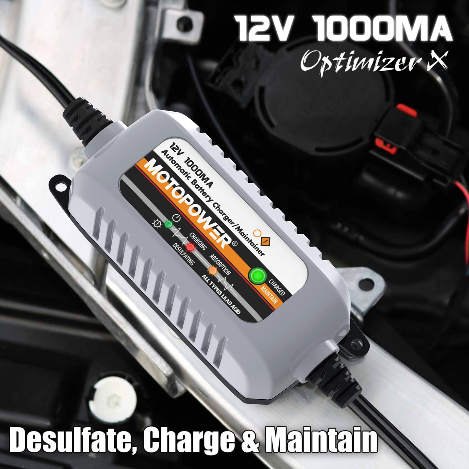 MOTOPOWER MP00205B 12V 1000mA Fully Automatic Battery Charger ...